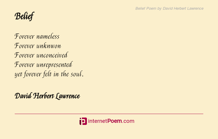 Belief Poem by David Herbert Lawrence