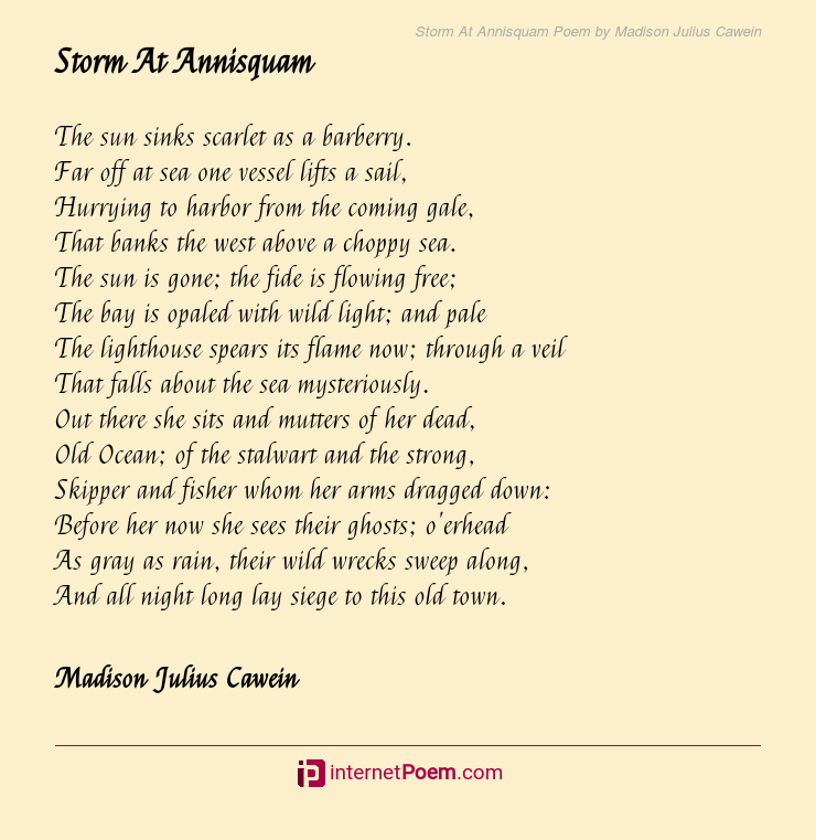 Storm At Annisquam Poem Rhyme Scheme