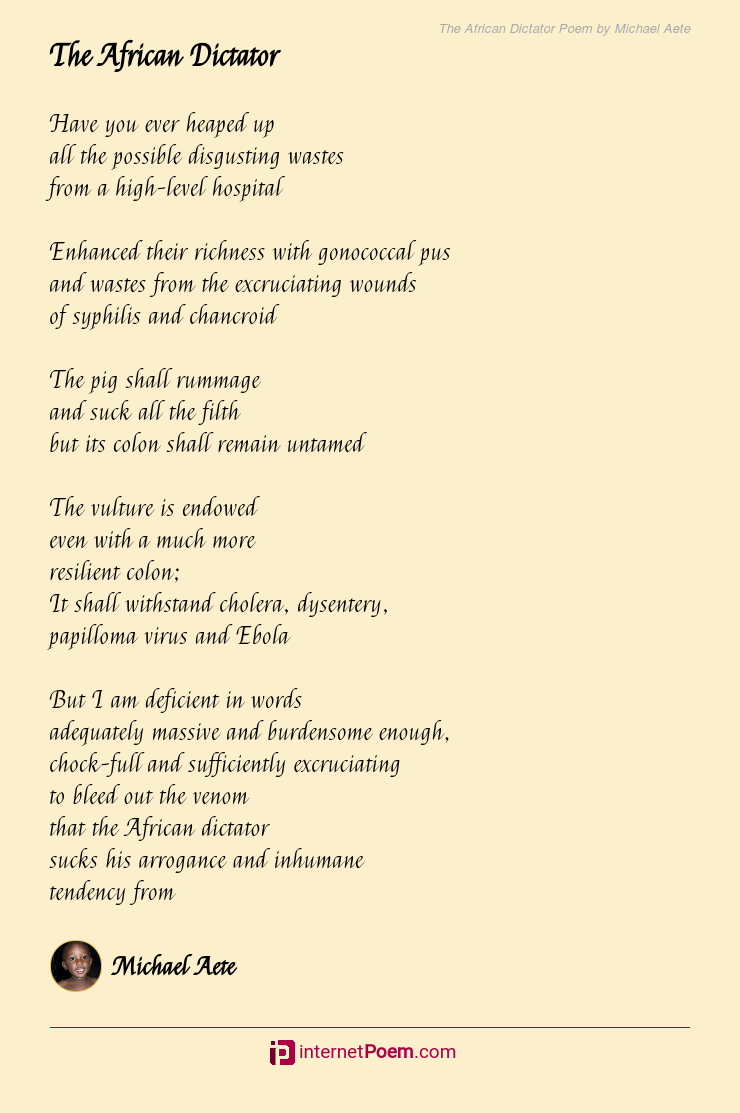 The African Dictator Poem by Michael Aete
