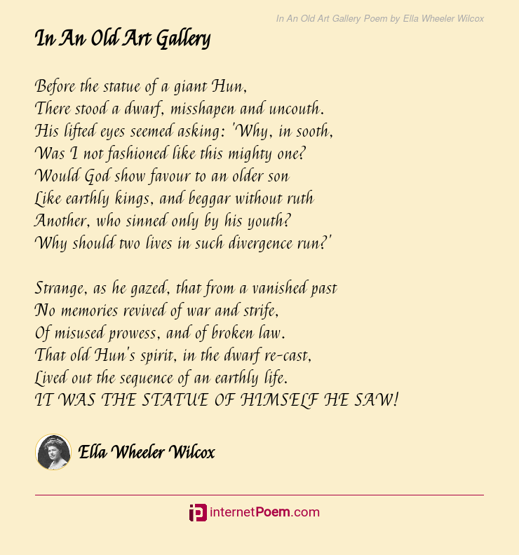 In An Old Art Gallery Poem by Ella Wheeler Wilcox