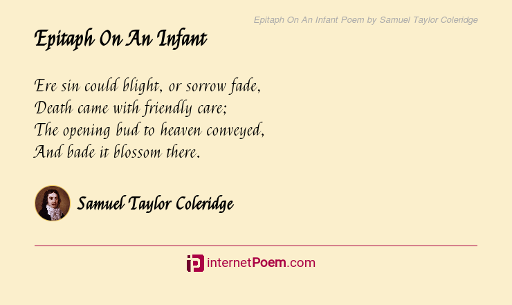 Epitaph On An Infant Poem by Samuel Taylor Coleridge