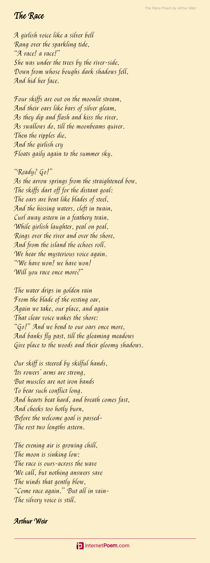 The Race Poem by Arthur Weir