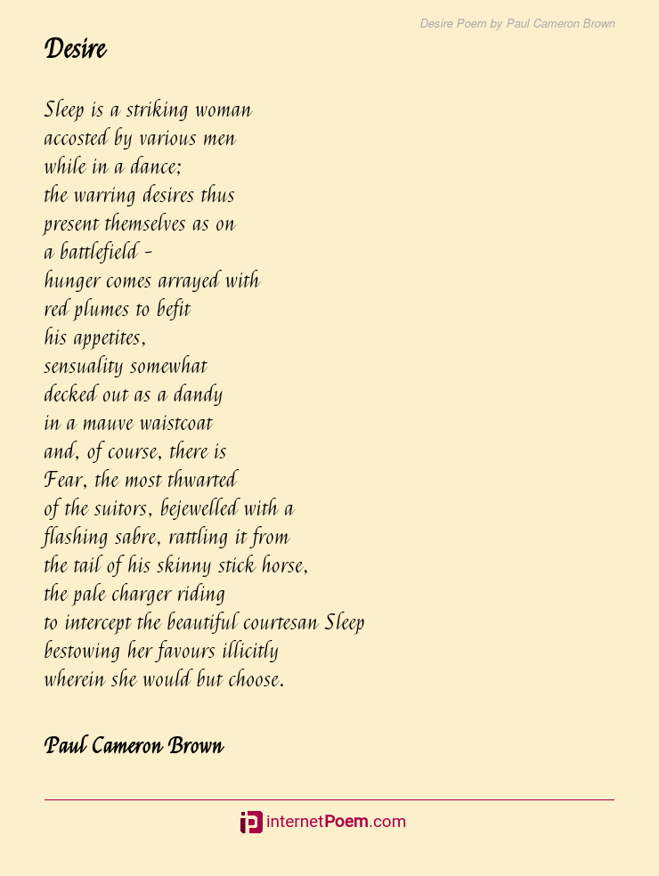Desire Poem by Paul Cameron Brown