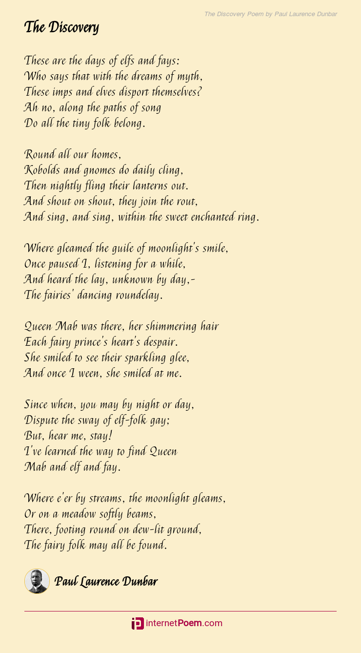 The Discovery Poem by Paul Laurence Dunbar