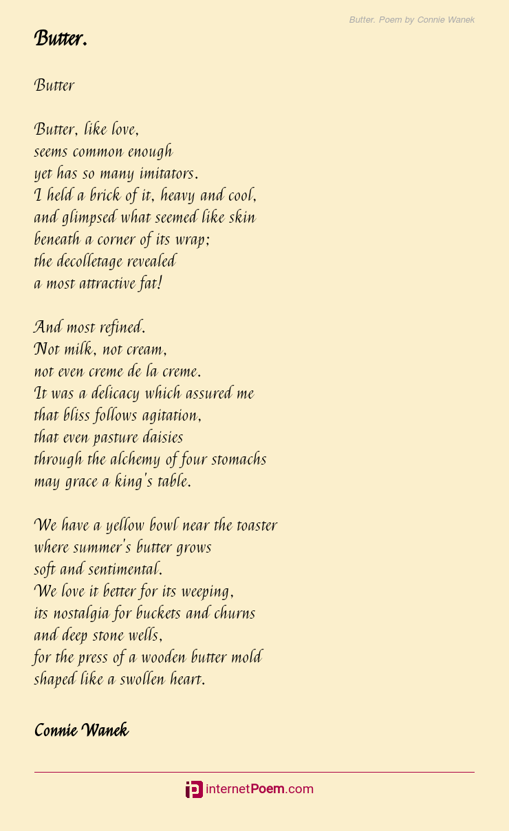 Butter. Poem by Connie Wanek