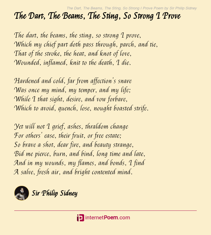 The Dart, The Beams, The Sting, So Strong I Prove Poem by Sir Philip Sidney