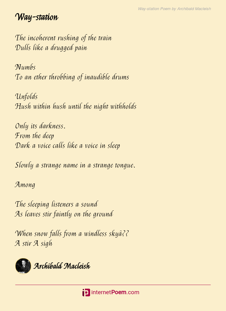 Way-station Poem by Archibald Macleish