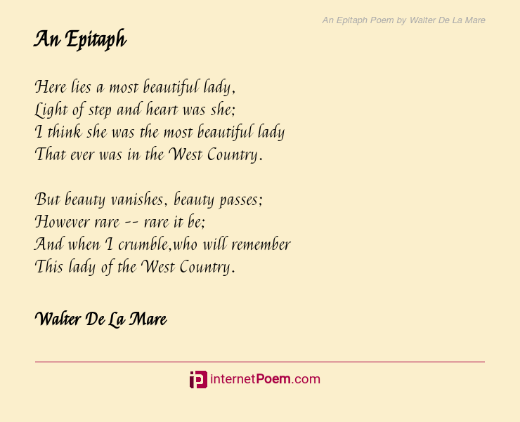 An Epitaph Poem by Walter De La Mare