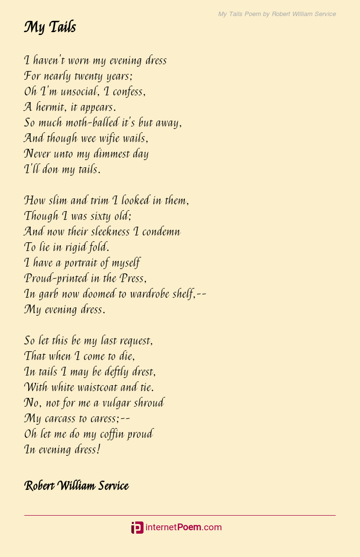 My Tails Poem by Robert William Service