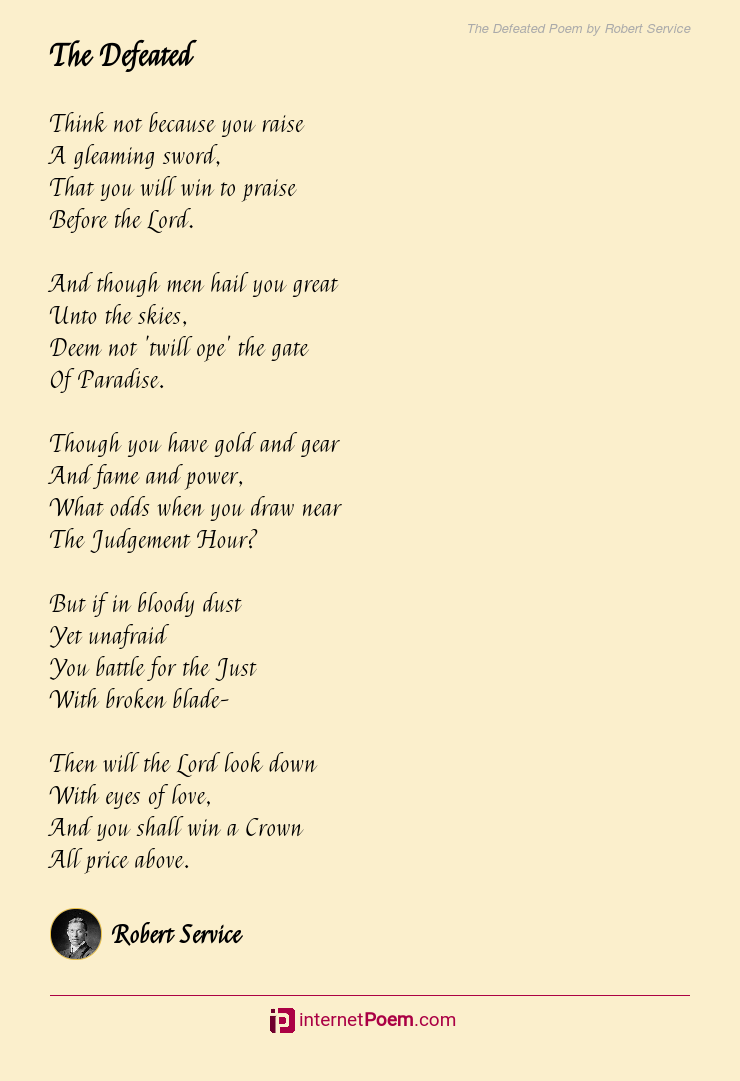 The Defeated Poem by Robert Service