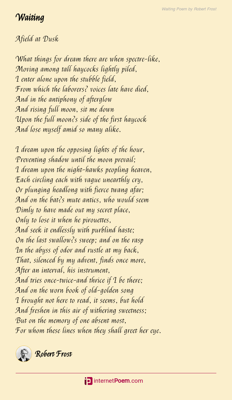 Waiting Poem by Robert Frost