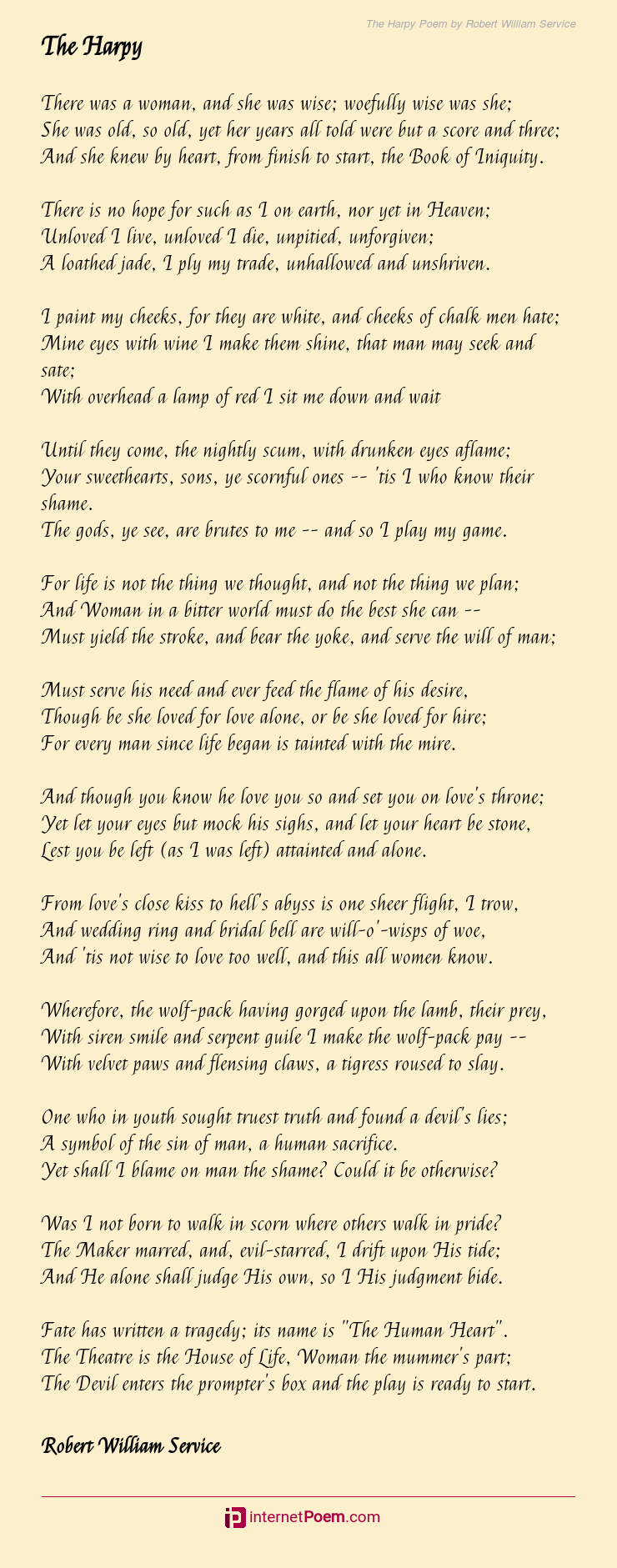 The Harpy Poem by Robert William Service
