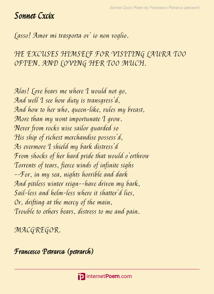 Sonnet Cxcix Poem by Francesco Petrarca (petrarch)