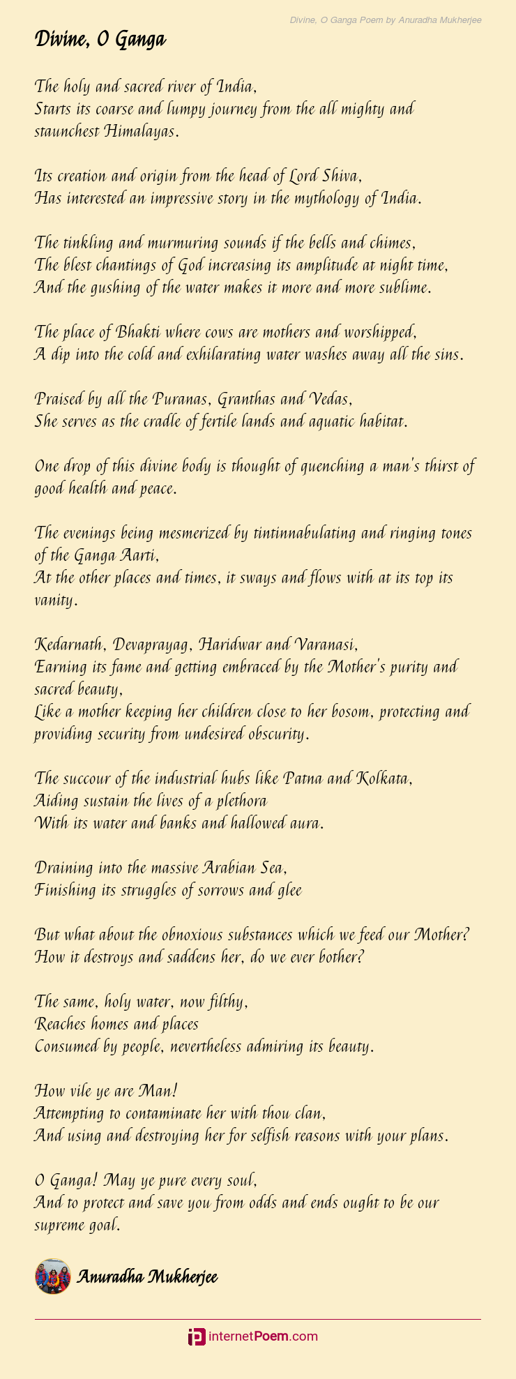 Divine, O Ganga Poem by Anuradha Mukherjee