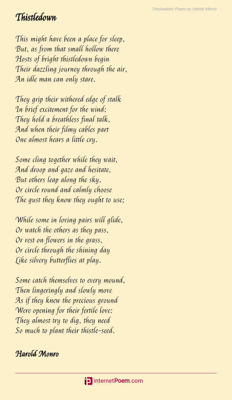 Thistledown Poem by Harold Monro