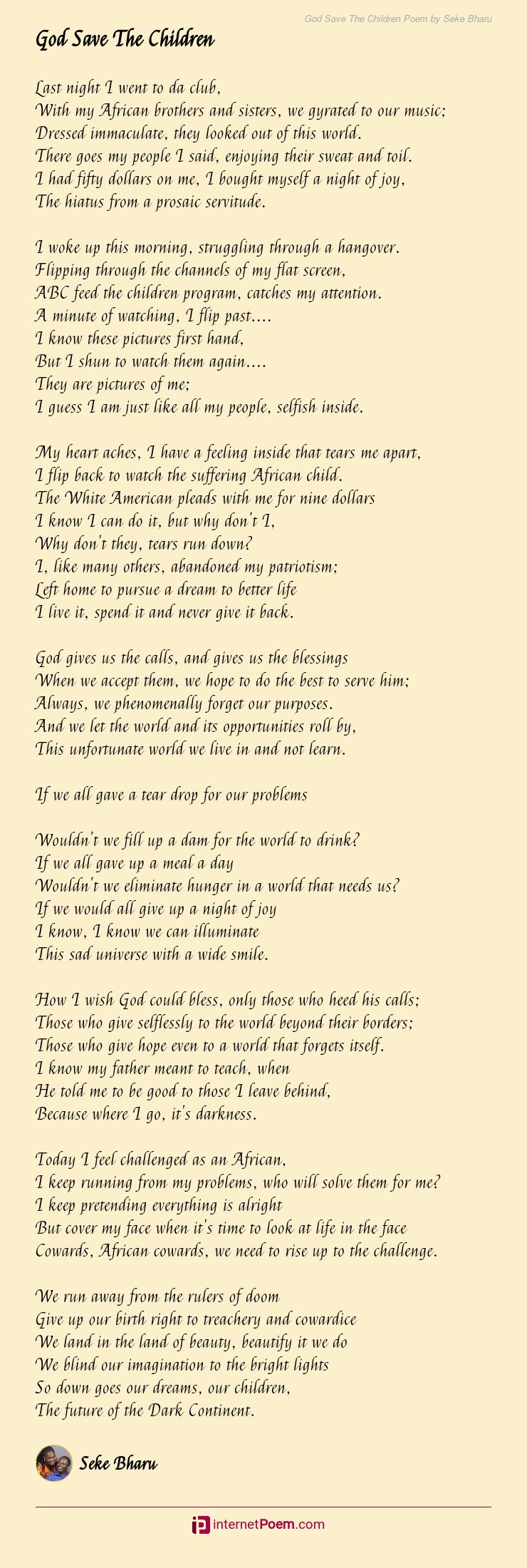 God Save The Children Poem by Seke Bharu