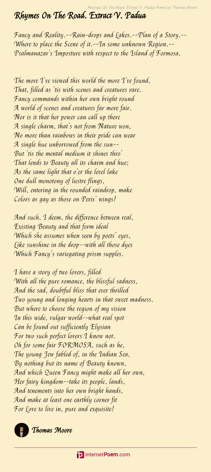 Rhymes On The Road. Extract V. Padua Poem by Thomas Moore