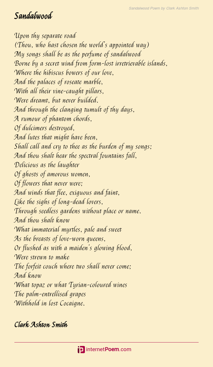 Sandalwood Poem by Clark Ashton Smith
