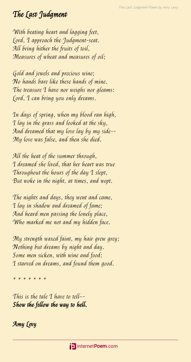 The Last Judgment Poem by Amy Levy