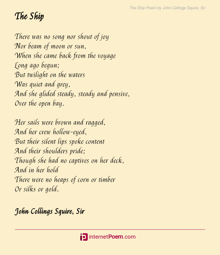 The Ship Poem by John Collings Squire, Sir