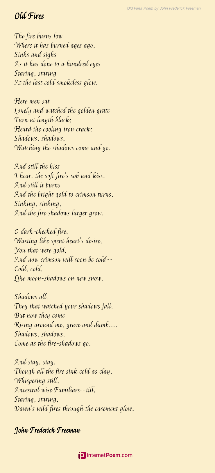 Old Fires Poem by John Frederick Freeman