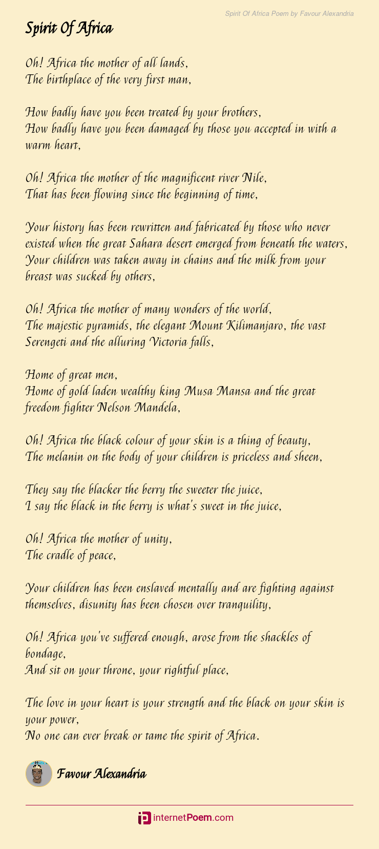 Spirit Of Africa Poem by Favour Alexandria