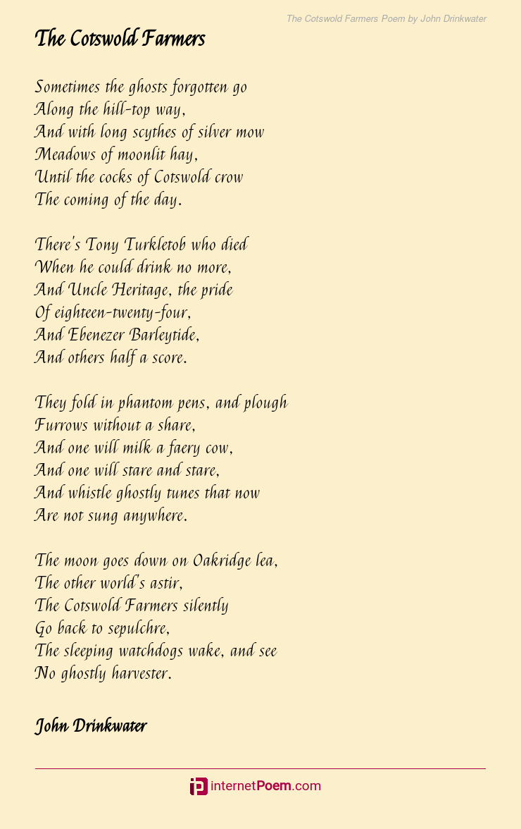 The Cotswold Farmers Poem by John Drinkwater