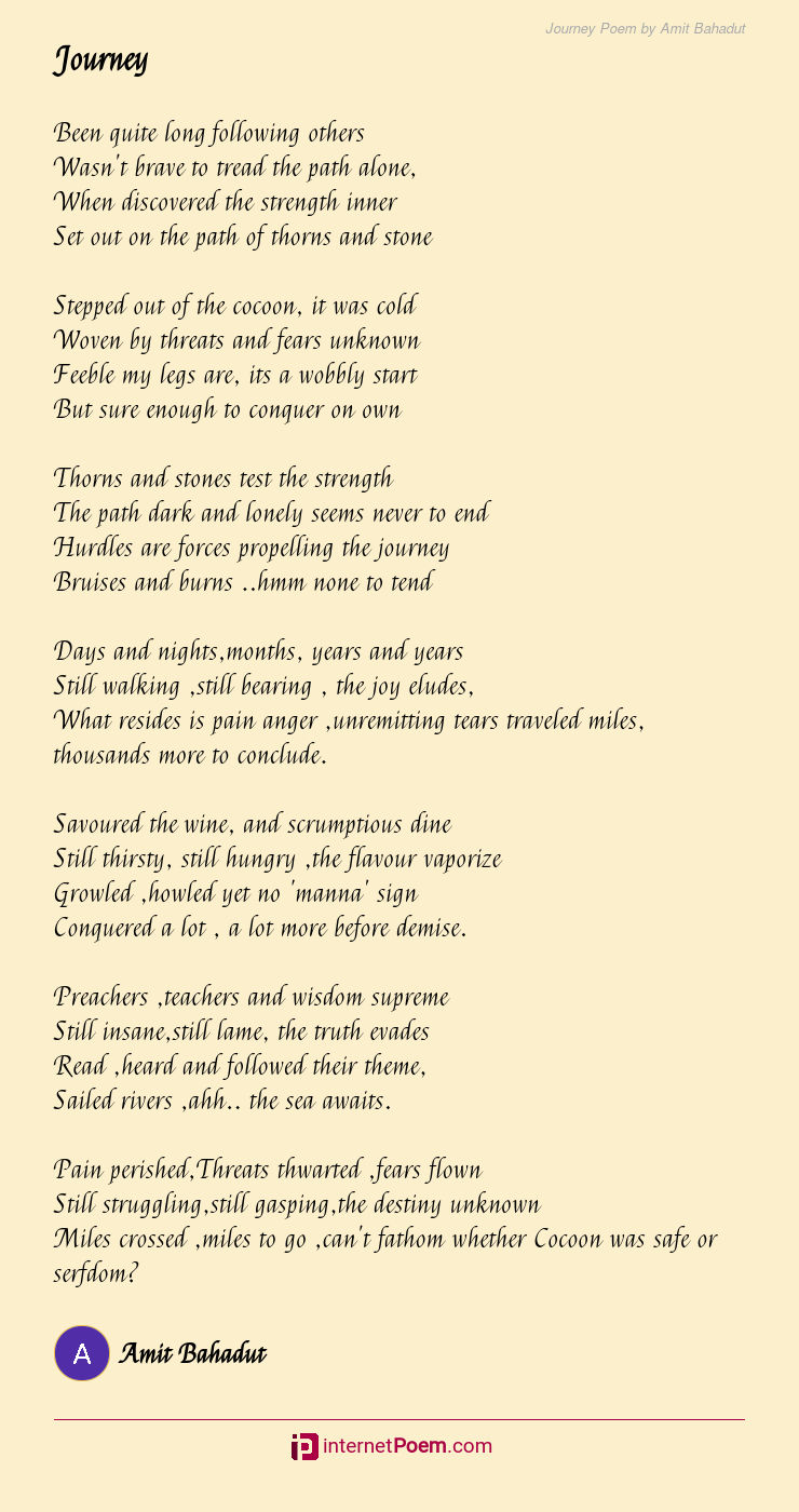 Journey Poem by Amit Bahadut