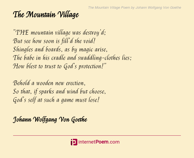 The Mountain Village Poem by Johann Wolfgang Von Goethe