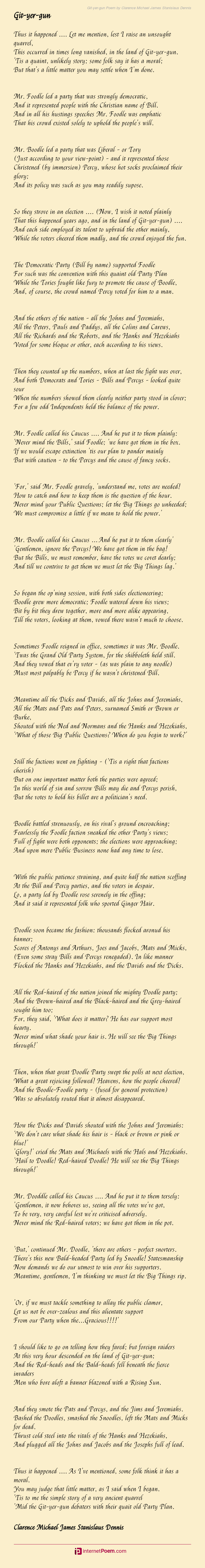 Git-yer-gun Poem by Clarence Michael James Stanislaus Dennis