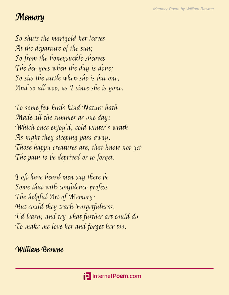Memory Poem by William Browne