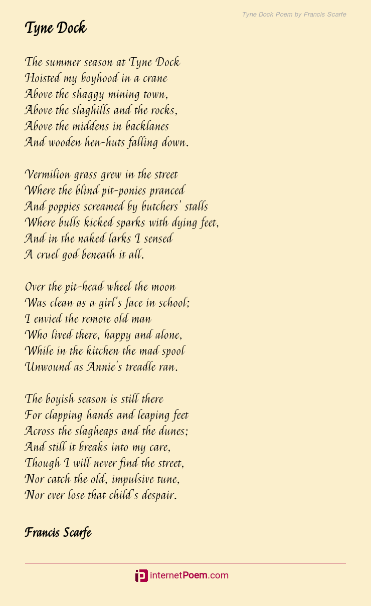Tyne Dock Poem by Francis Scarfe