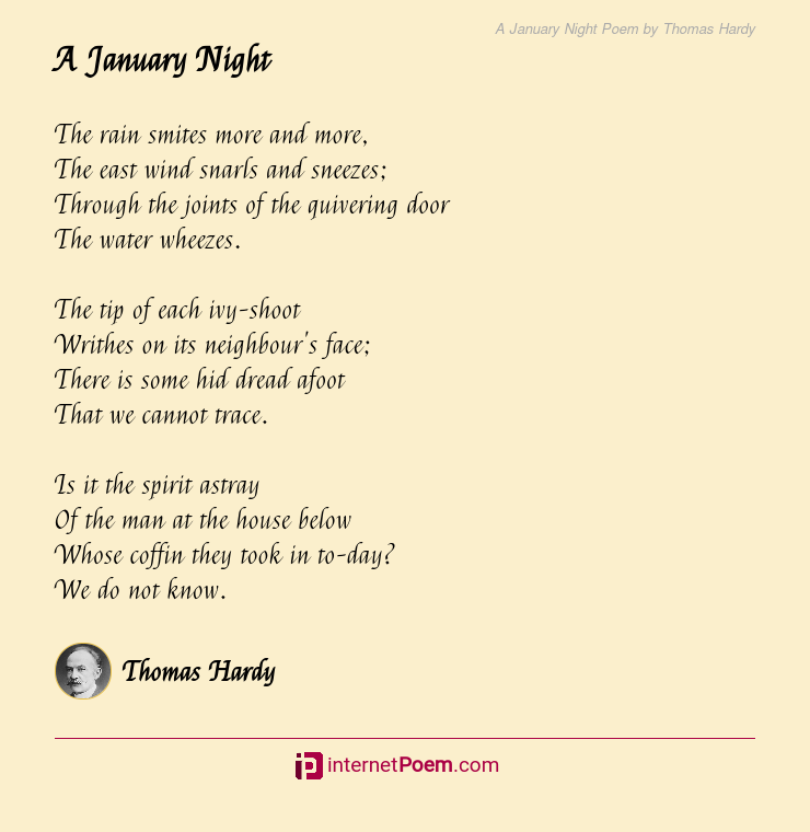 A January Night Poem by Thomas Hardy
