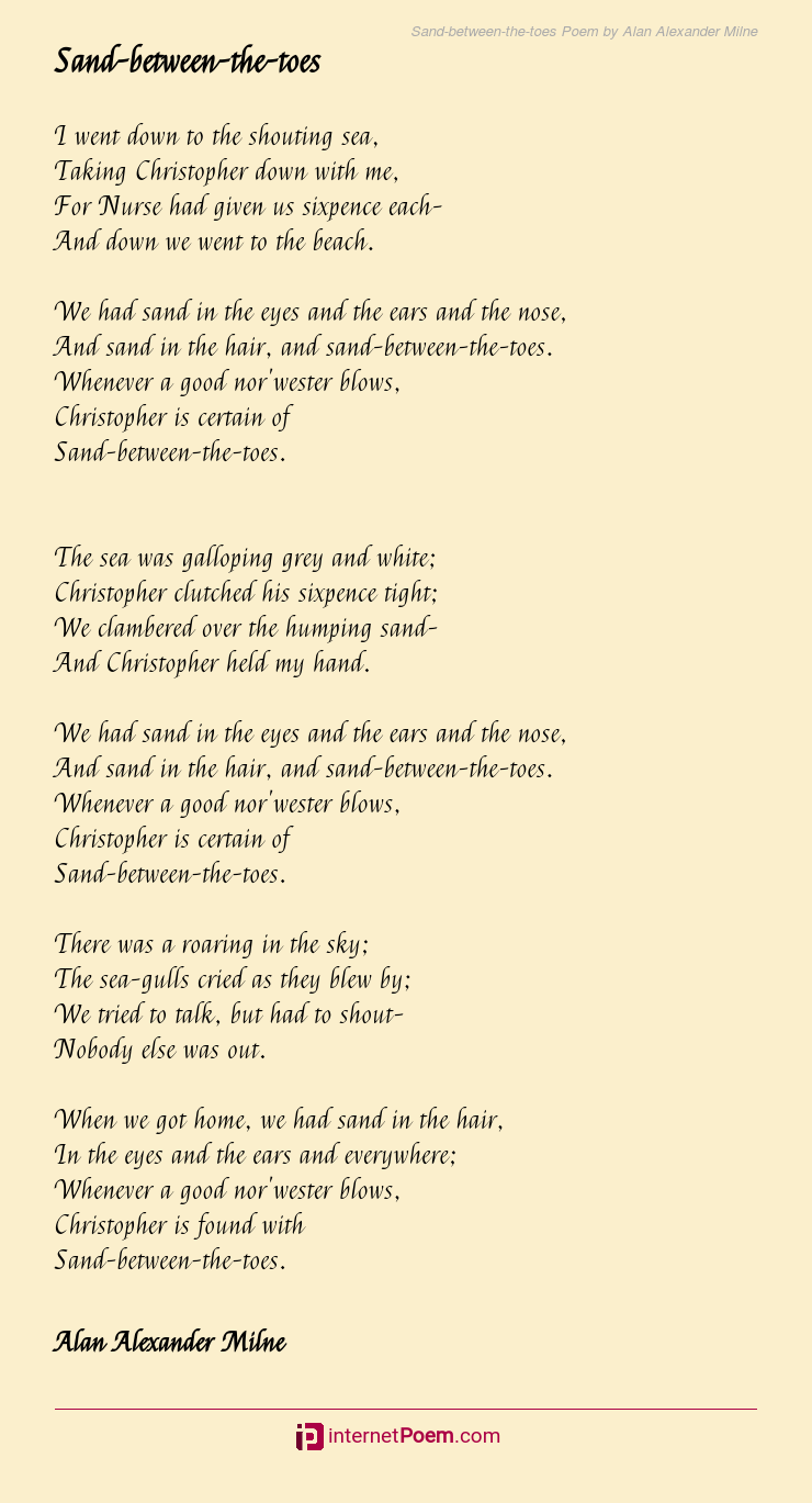 Sand-between-the-toes Poem by Alan Alexander Milne