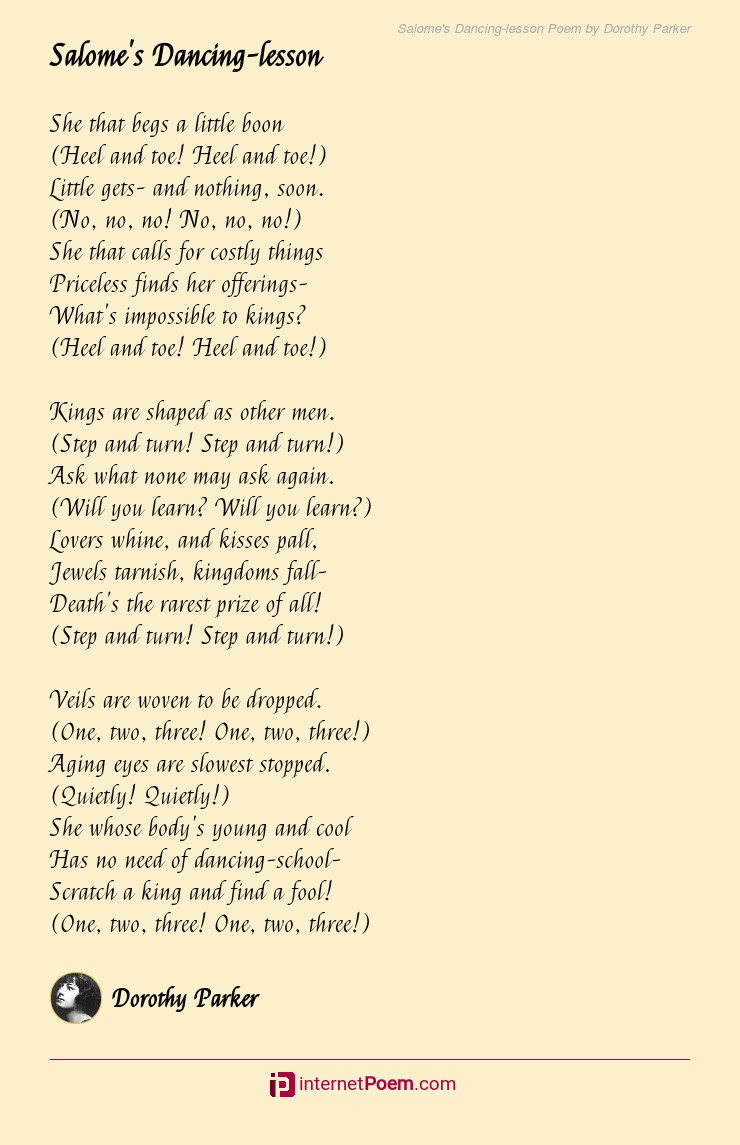 Salome's Dancing-lesson Poem by Dorothy Parker