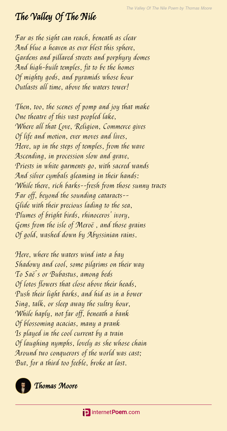 The Valley Of The Nile Poem by Thomas Moore