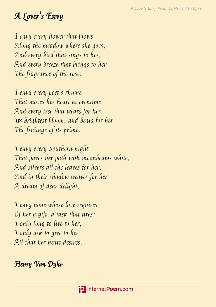 A Lover's Envy Poem by Henry Van Dyke