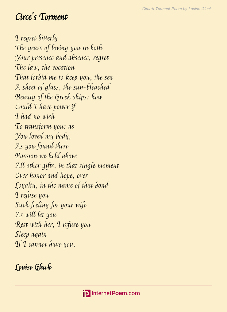 Circe's Torment Poem by Louise Gluck