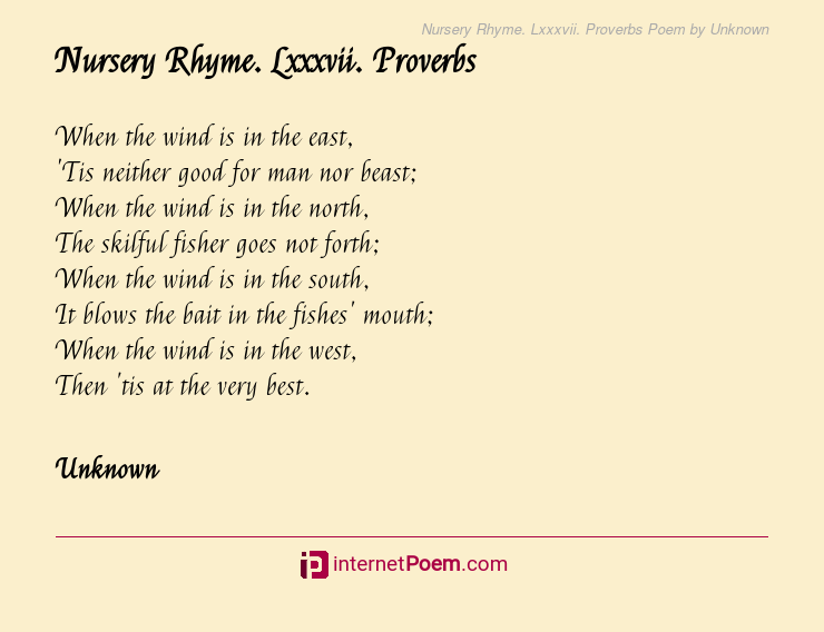 Nursery Rhyme. Lxxxvii. Proverbs Poem by Unknown