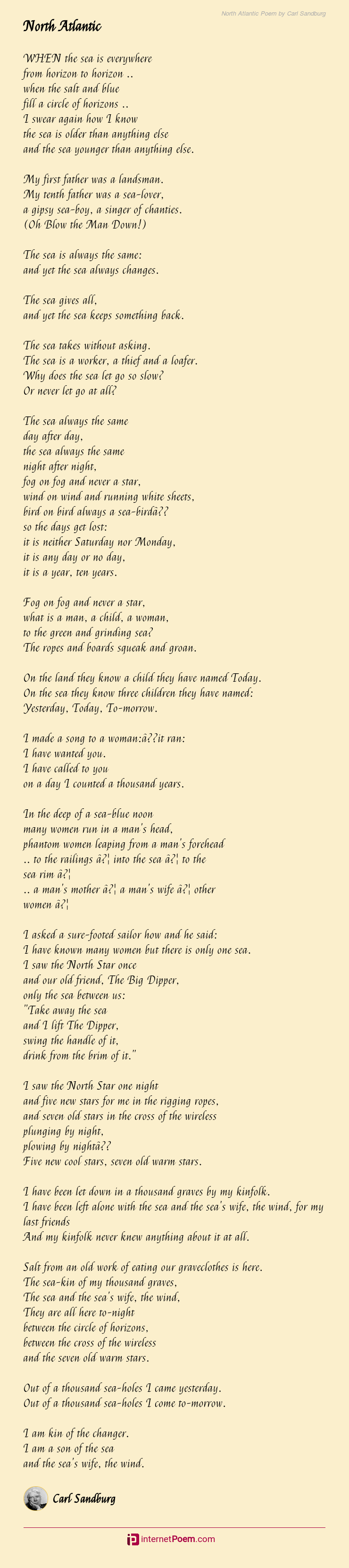 North Atlantic Poem by Carl Sandburg