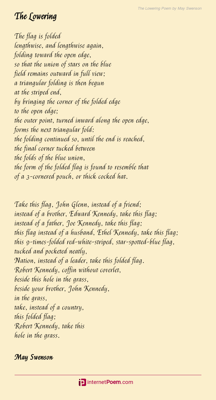 The Lowering Poem by May Swenson