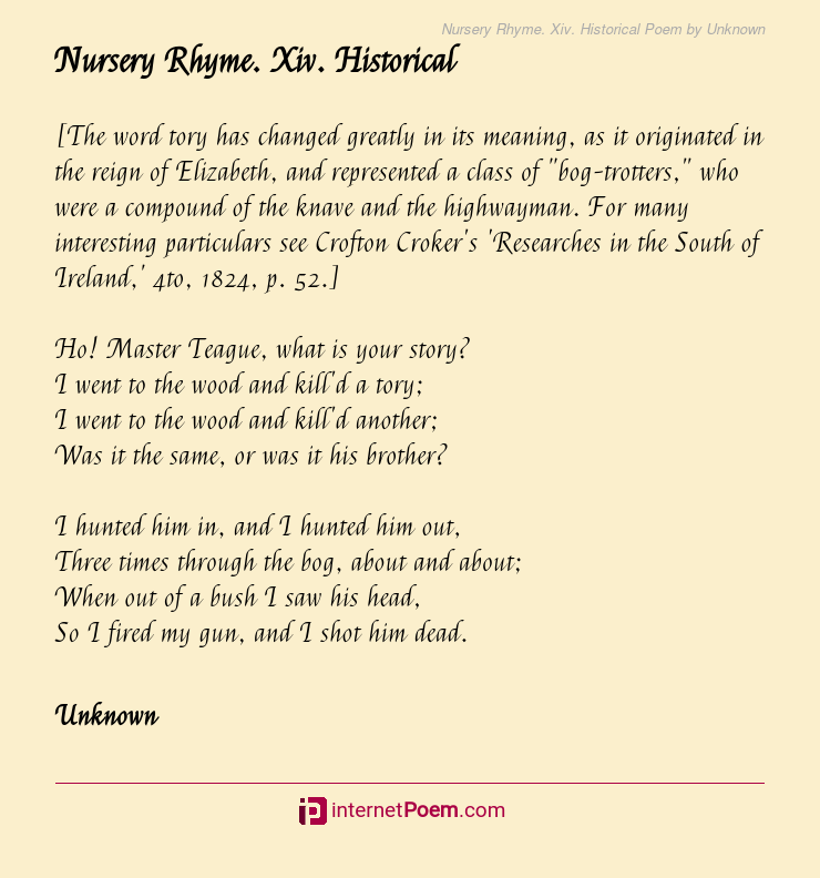 Nursery Rhyme. Xiv. Historical Poem by Unknown