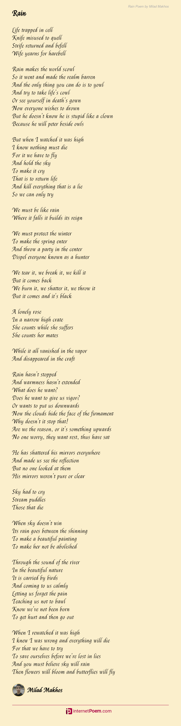 Rain Poem by Milad Makhos