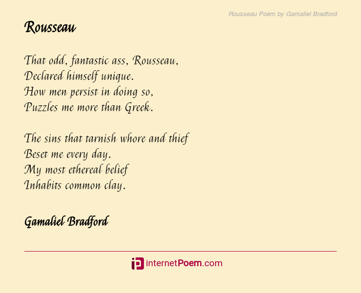 Rousseau Poem by Gamaliel Bradford