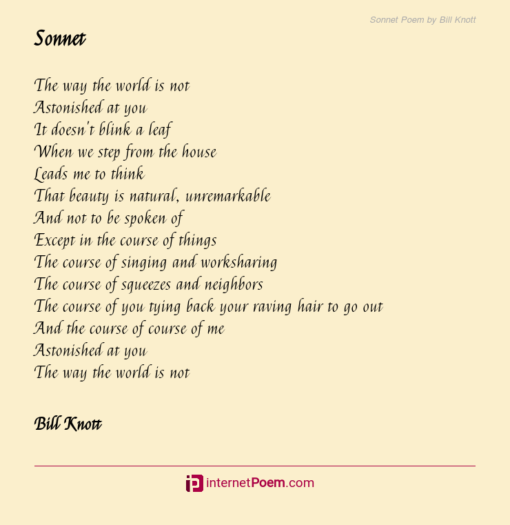 Sonnet Poem by Bill Knott