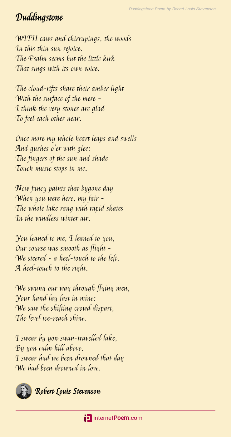 Duddingstone Poem by Robert Louis Stevenson