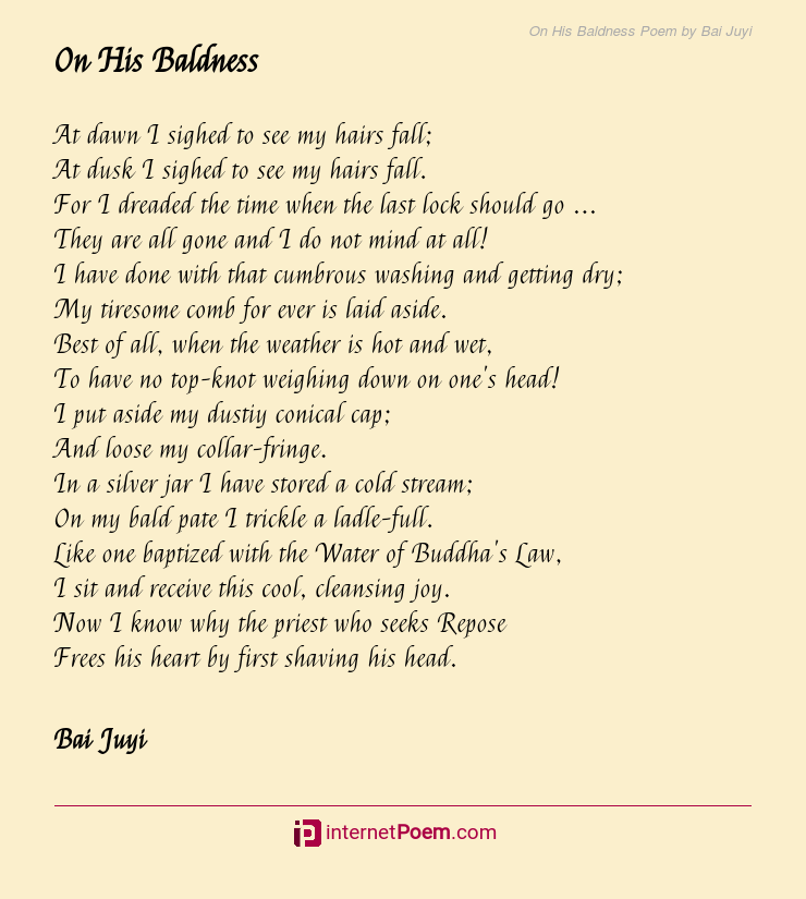 On His Baldness Poem by Bai Juyi