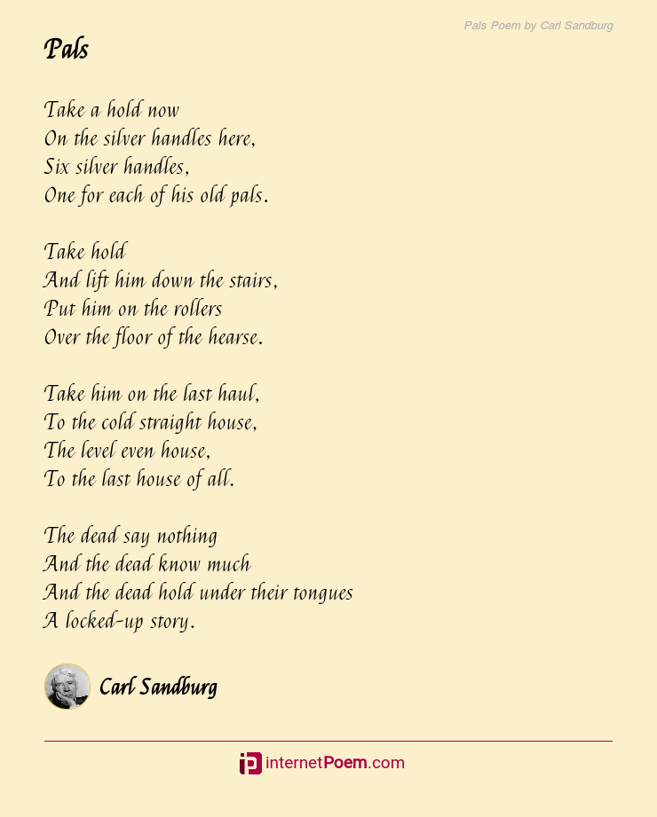Pals Poem by Carl Sandburg