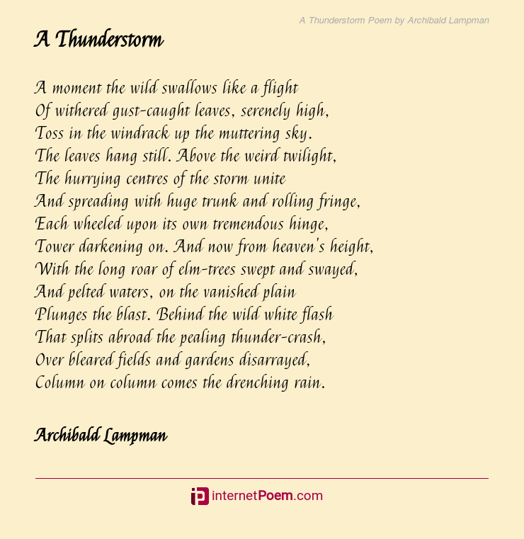 A Thunderstorm Poem by Archibald Lampman