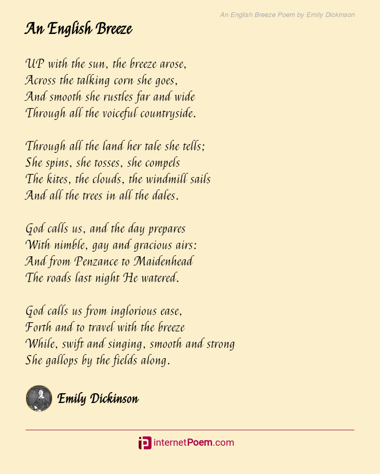 An English Breeze Poem by Emily Dickinson